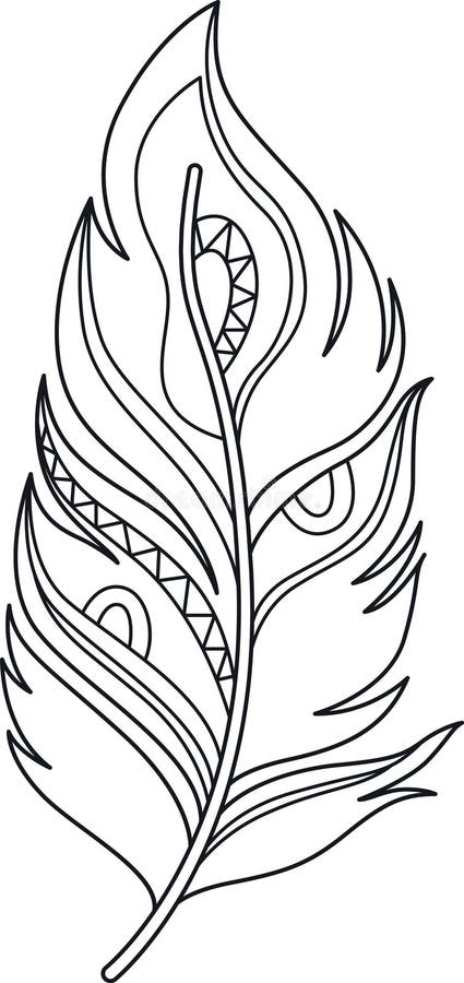 Feather Outline Boho stock vector. Illustration of boho - 299733247