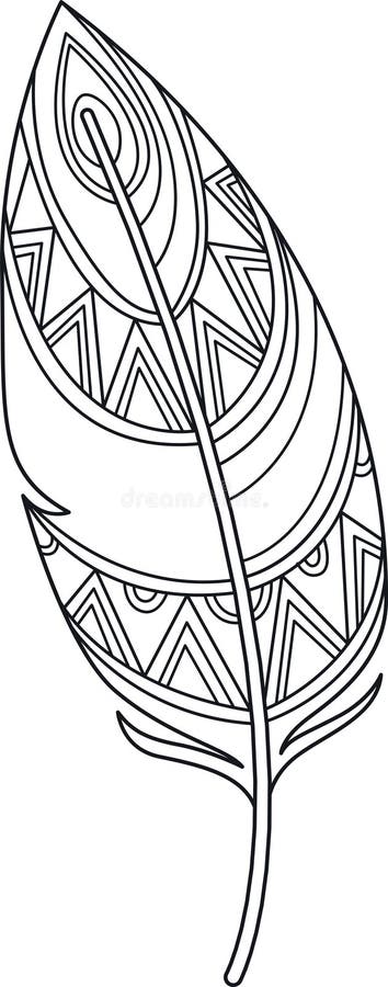 Feather Outline Boho stock vector. Illustration of outline - 299733292