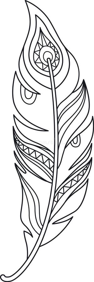 Feather Outline Boho stock vector. Illustration of ethnic - 299733414