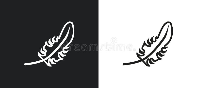 Feather Outline Icon in White and Black Colors. Feather Flat Vector ...