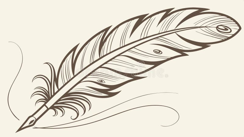 Feather Outline, Light and Delicate Design Element Vector Design ...