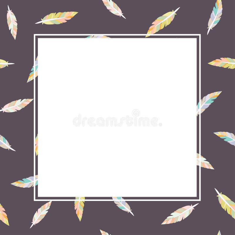 Feather Pattern on Dark Background with White Text Space Frame - Flat ...