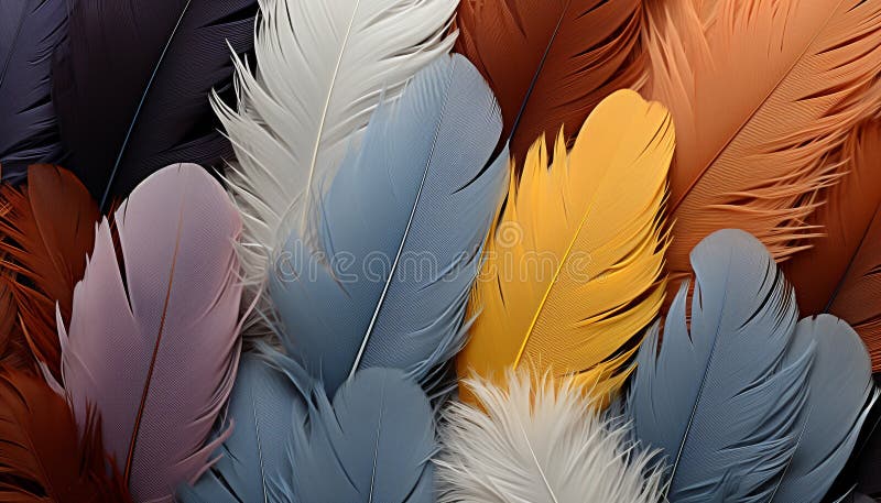 Feather Pattern Decoration on Abstract Nature Illustration, Vibrant ...