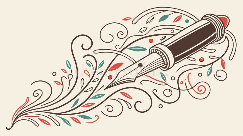 Feather Pen with Abstract Swirls, Writing and Dynamic Art, Creativity ...