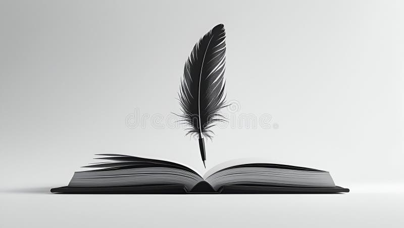 Feather Pen with Book Text Book and Feather Quill Pen on Copy Space ...
