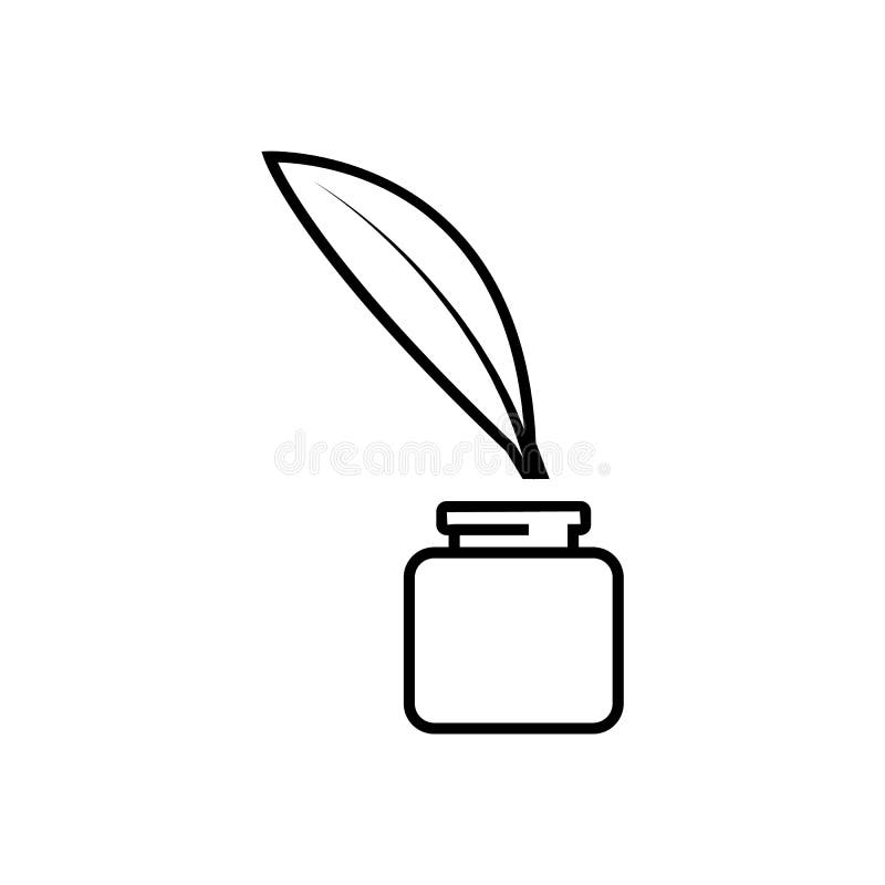 Feather Pen, Ink Pot Icon - Vector. Simple Element Illustration from UI ...