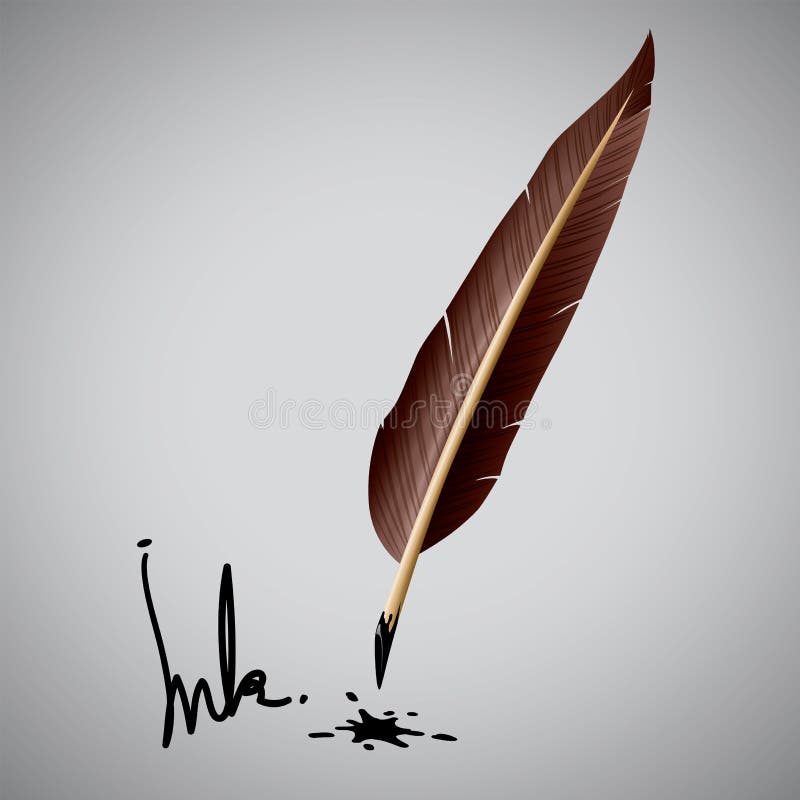 Feather Pen Ink Vector Illustration Stock Vector - Illustration of ...