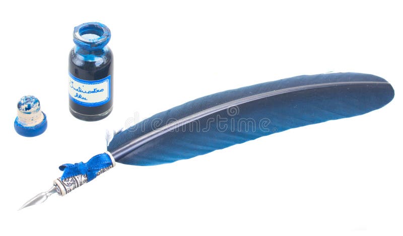 Feather pen stock image. Image of blue, white, calligraphy - 60395961