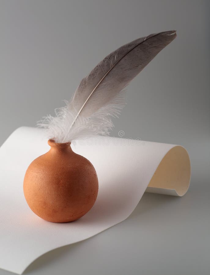 Feather pen and paper stock photo. Image of closeup, fragile - 10249392