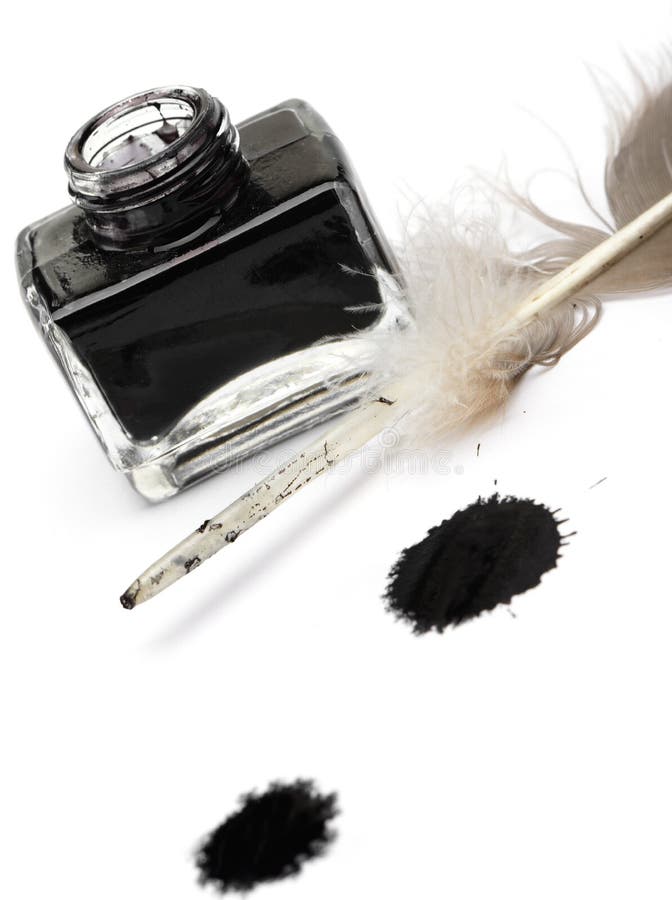 Feather Pen Abstract Colors in the Ink Pot Stock Image - Image of blot ...