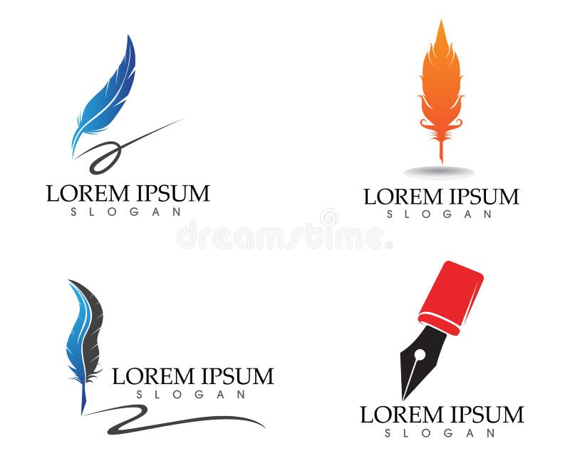 Feather Pen Write Sign Logo Template App Icons Stock Vector ...