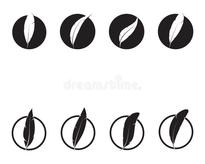 Feather Pen Write Sign Logo Template Stock Vector - Illustration of ...