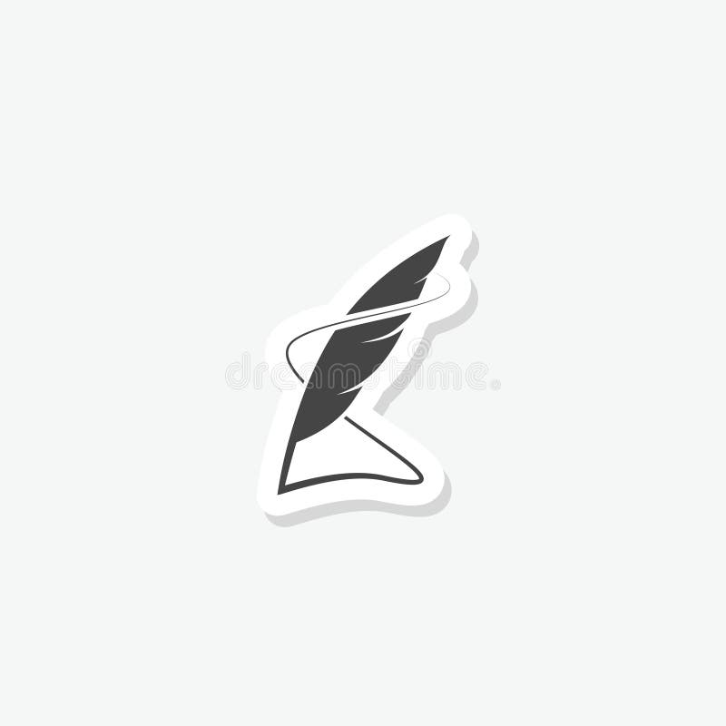 Feather Quill Pen Icon Sticker Stock Vector - Illustration of ...