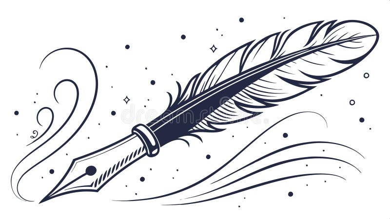 Feather Quill Pen, Vintage Writing Instrument Vector Design Generative ...