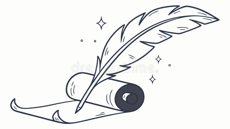 Feather Quill on Scroll, Writing and Knowledge, Vector Design ...