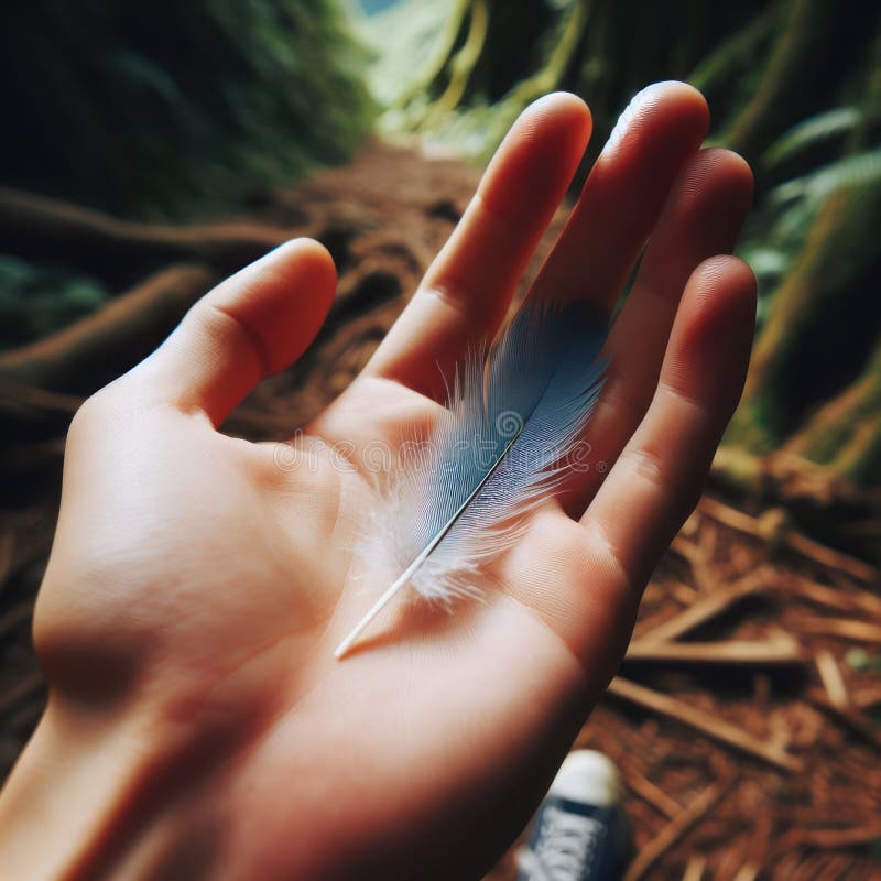 A Feather Resting in the Palm of Your Hand. Stock Photo - Image of ...