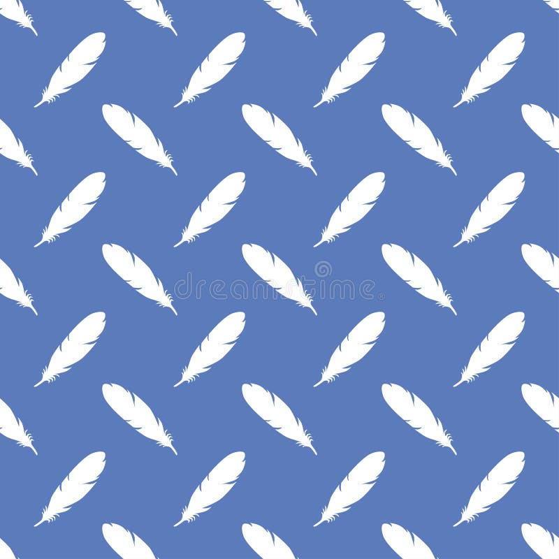 Feather Seamless Pattern in Blue Colors Stock Vector - Illustration of ...