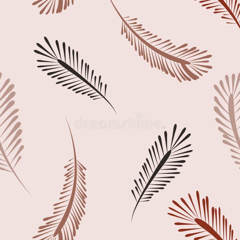Feather Seamless Pattern in Boho Stock Vector - Illustration of textile ...