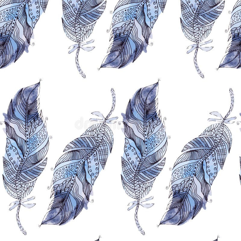 Feather Seamless Pattern. it is Located in Swatch Menu, Vector Stock ...
