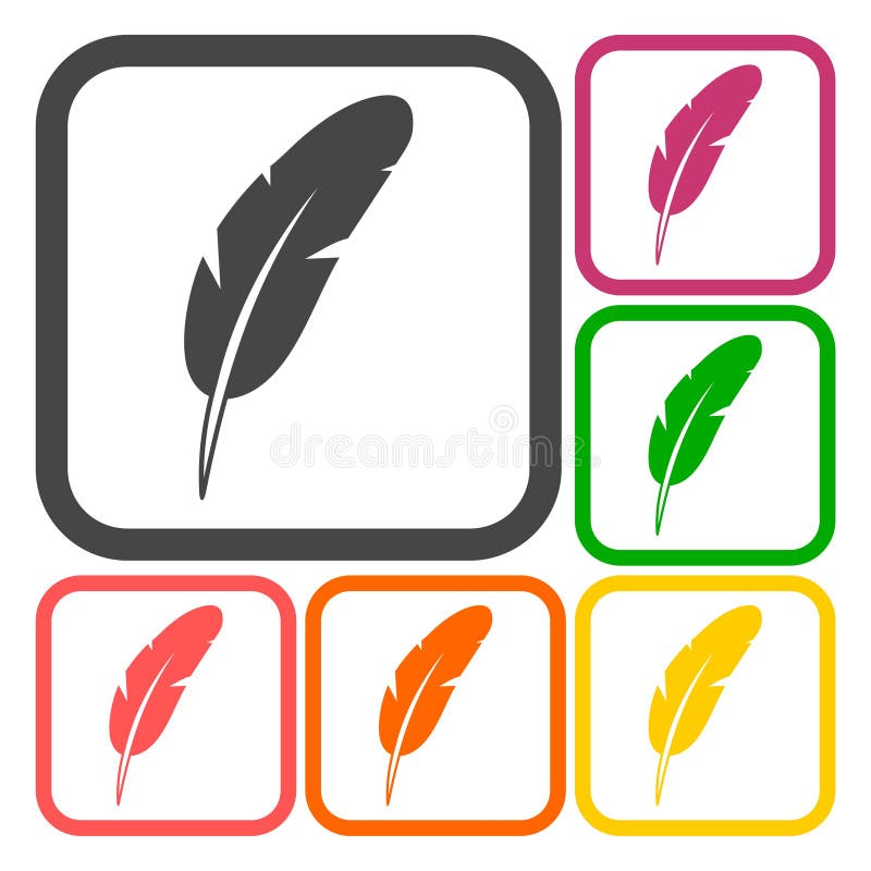 Feather sign icons set stock illustration. Illustration of plume - 84899578
