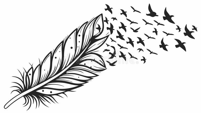 Feather Transforming into Birds in Flight, Symbolizing Freedom, Vector ...