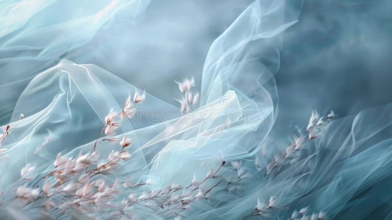 A Feather and Tulle Fabric Duo Gracefully Moving in Perfect Harmony ...