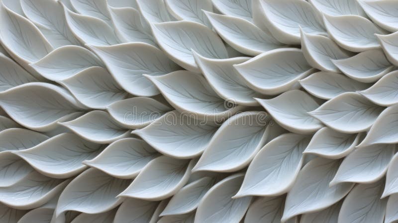 Feather Wall, Abstract White 3D Feathers Overlapping in Flowing Pattern ...