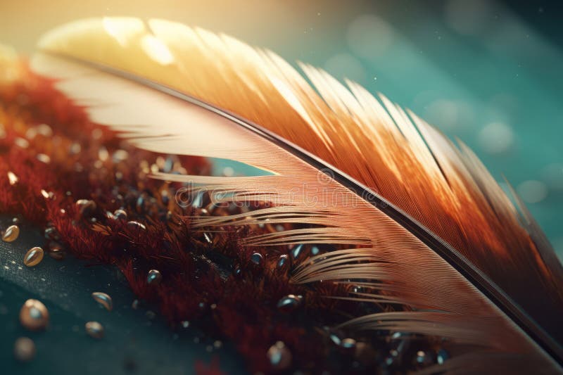 Feather Weightless Floating in Sun Beam. Generate Ai Stock Image ...