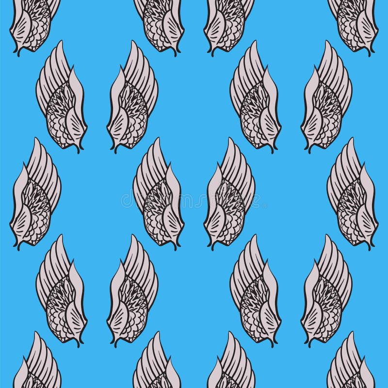 Feather Wings Seamless Pattern Stock Illustration - Illustration of ...