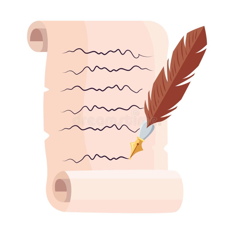 Feather writing on paper stock illustration. Illustration of sheet ...