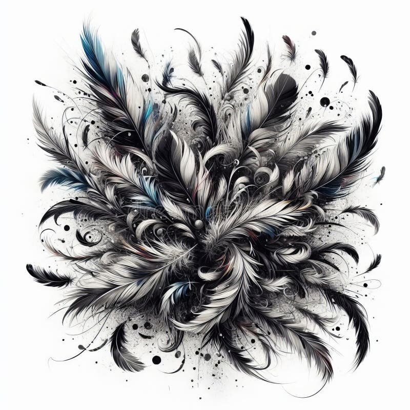 Feathered Frenzy a Dynamic Splatter Featuring Feather Like Shape Stock ...