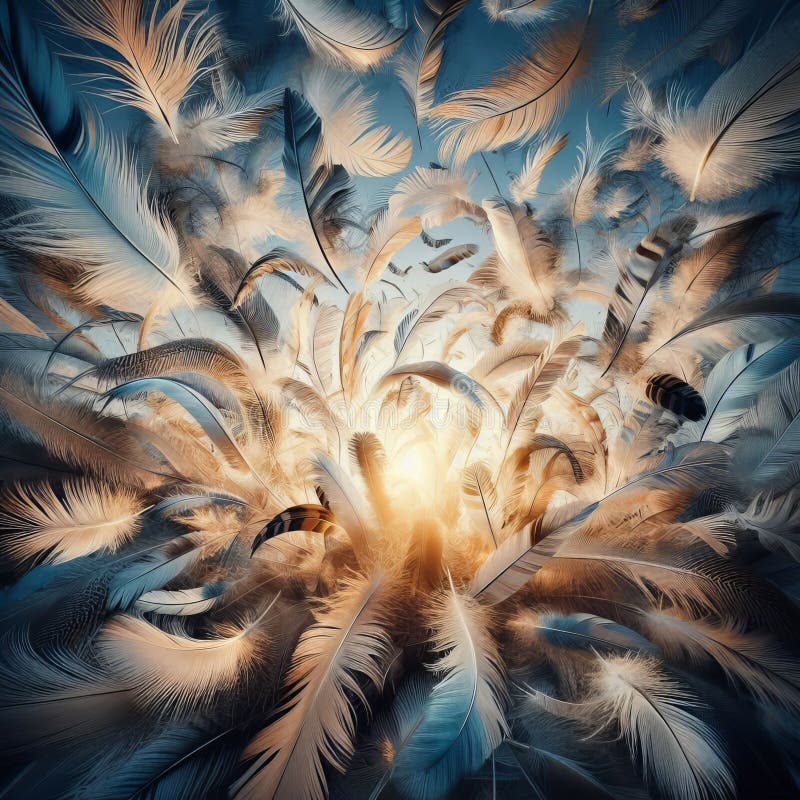 Feathered Frenzy a Multiple Exposure Image of Feathers Adding a Stock ...