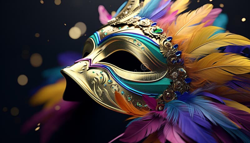 Feathered Mask, Costume, Celebration, Mystery, Gold, Multi Colored ...