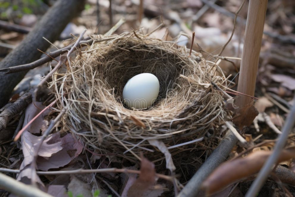 A Feathered Nest with a Single Egg Inside Stock Photo - Image of solitude, feathered: 293959062