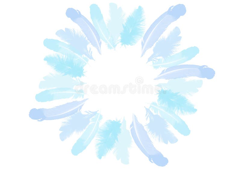 Feathers of Blue Bird. Wreath Border Stock Illustration - Illustration ...