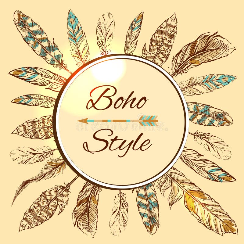 Feathers boho style stock vector. Illustration of dream - 61918326