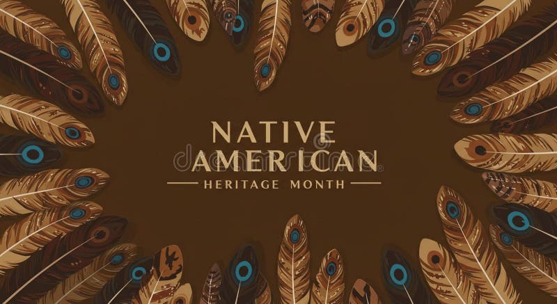 Feathers Border with Text on Brown Background Stock Illustration ...