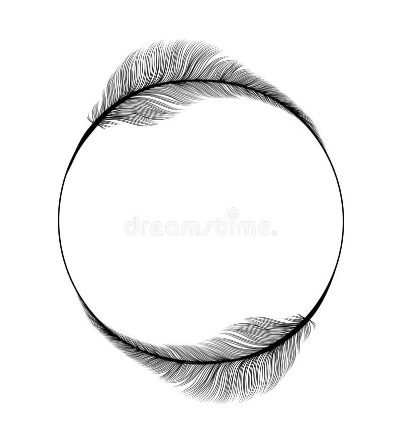 Fluffy Feathers, Abstract Circle Frame Background Stock Vector ...