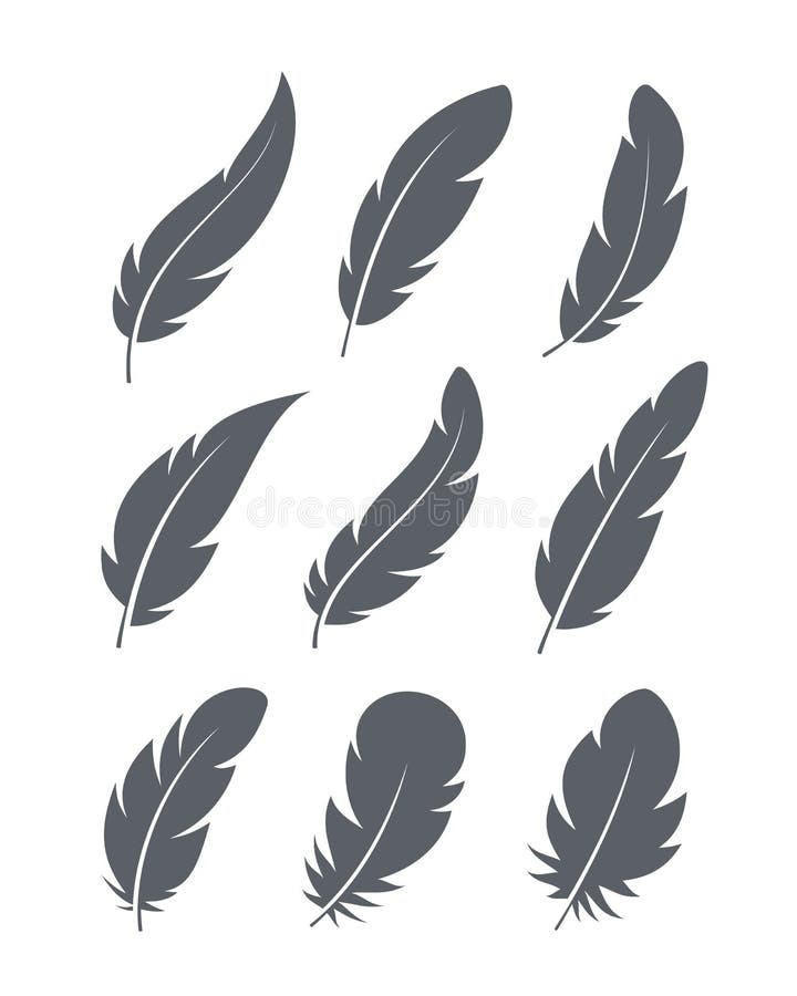 Feathers Icons Set stock vector. Illustration of vector - 113421742