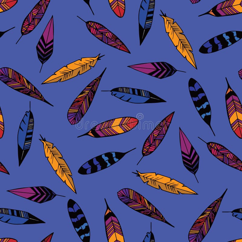 Feathers pattern seamless stock vector. Illustration of american - 65517678
