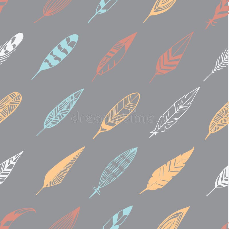 Feathers pattern seamless. stock vector. Illustration of beautiful ...