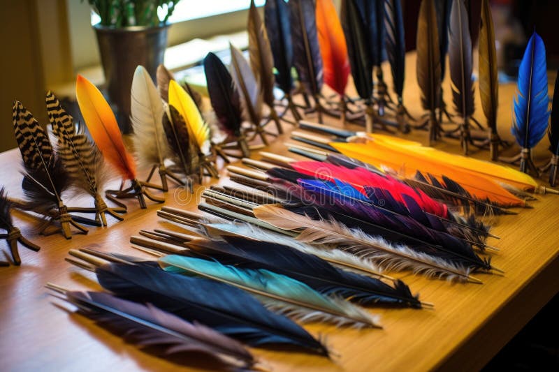 Feathers Prepared for Arrow Fletching Stock Illustration - Illustration ...