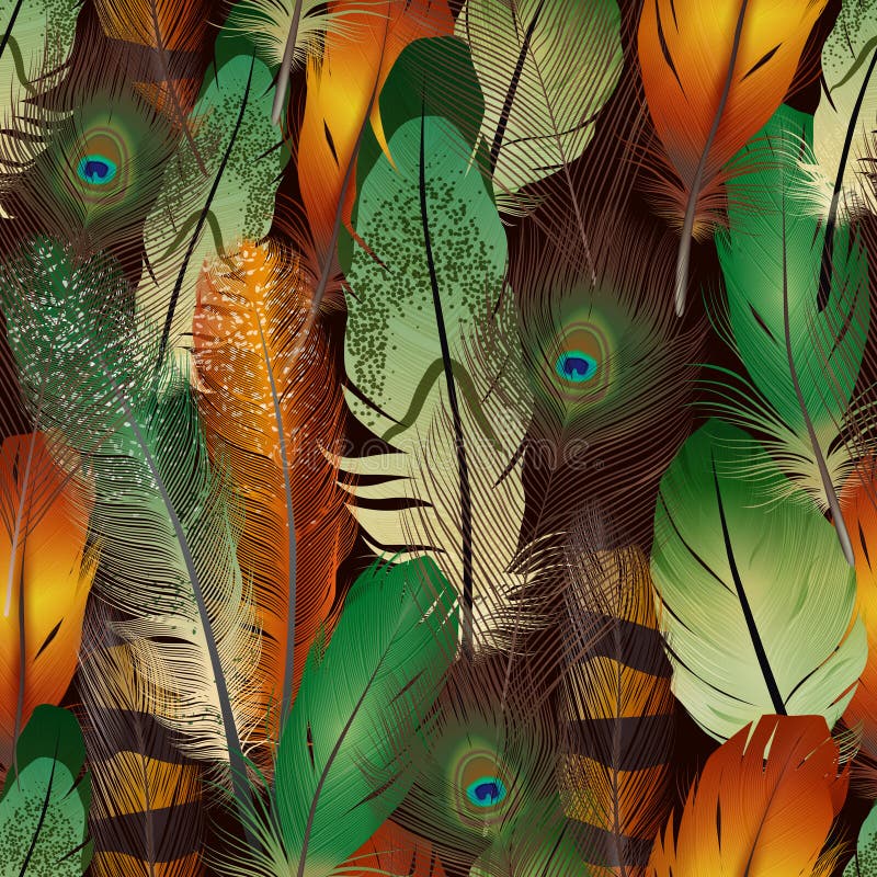 Feathers Realistic Pattern stock illustration. Illustration of exotic ...