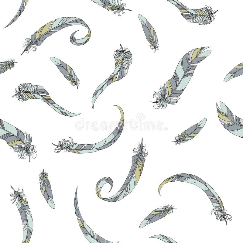 Feathers seamless pattern stock vector. Illustration of purity - 43630613