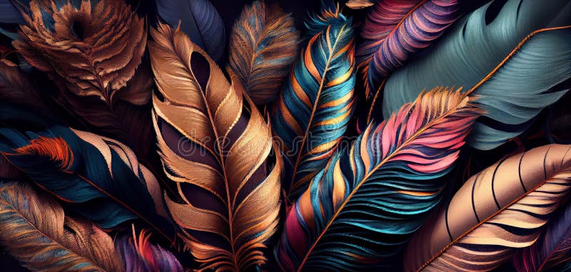 Feathers Texture Bright Horizontal Abstract Background. Stock ...