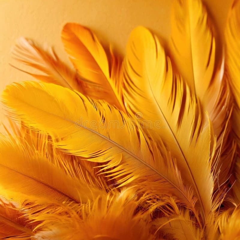 Feathers on a Yellow Background, Suitable for Design with Copy Space ...