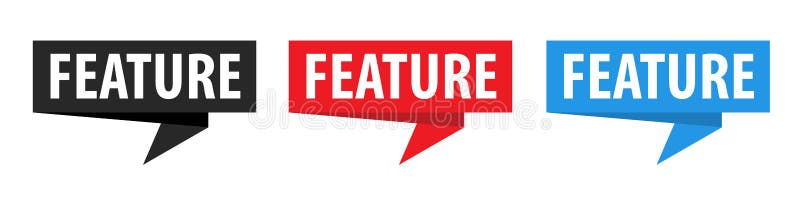 Feature - Banner, Speech Bubble, Label, Ribbon Template Set. Vector ...