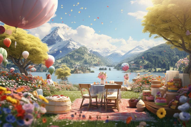 Feature a Charming Illustration of a Spring Stock Illustration ...