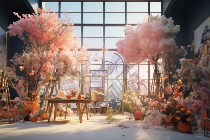 Feature a Creative Depiction of a Springtime Art Stock Illustration ...