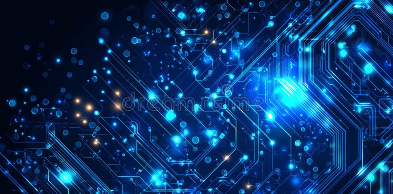 Feature a Futuristic Digital Hi-tech Space with Glowing Horizontal ...